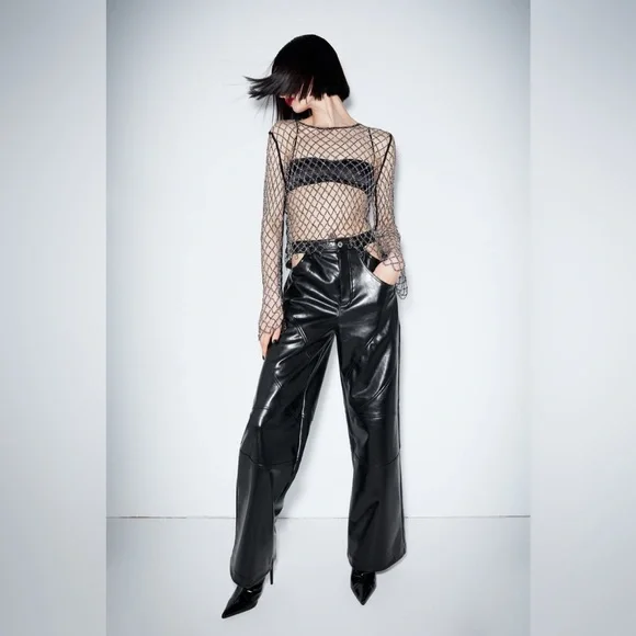 Zara | Pants & Jumpsuits | Nwt Faux Leather Cutout Trousers Zara | Pants & Jumpsuits | Nwt Faux Leather Cutout Trousers